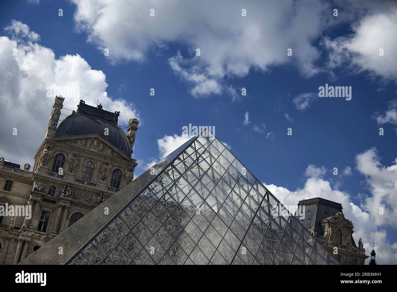 Glass pyramid building at the Louvre museum in city centre of Paris ...