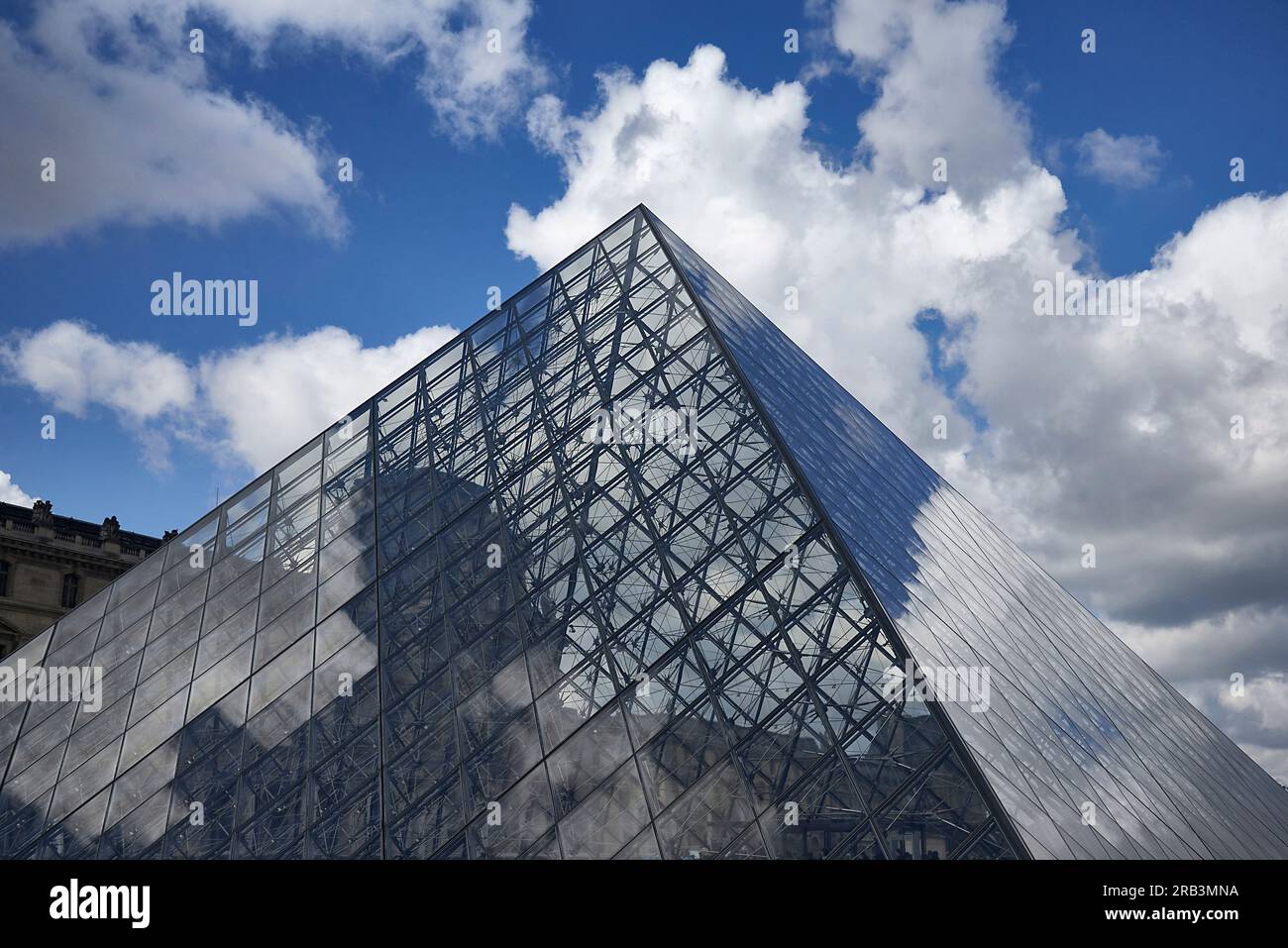 Glass pyramid building at the Louvre museum in city centre of Paris ...