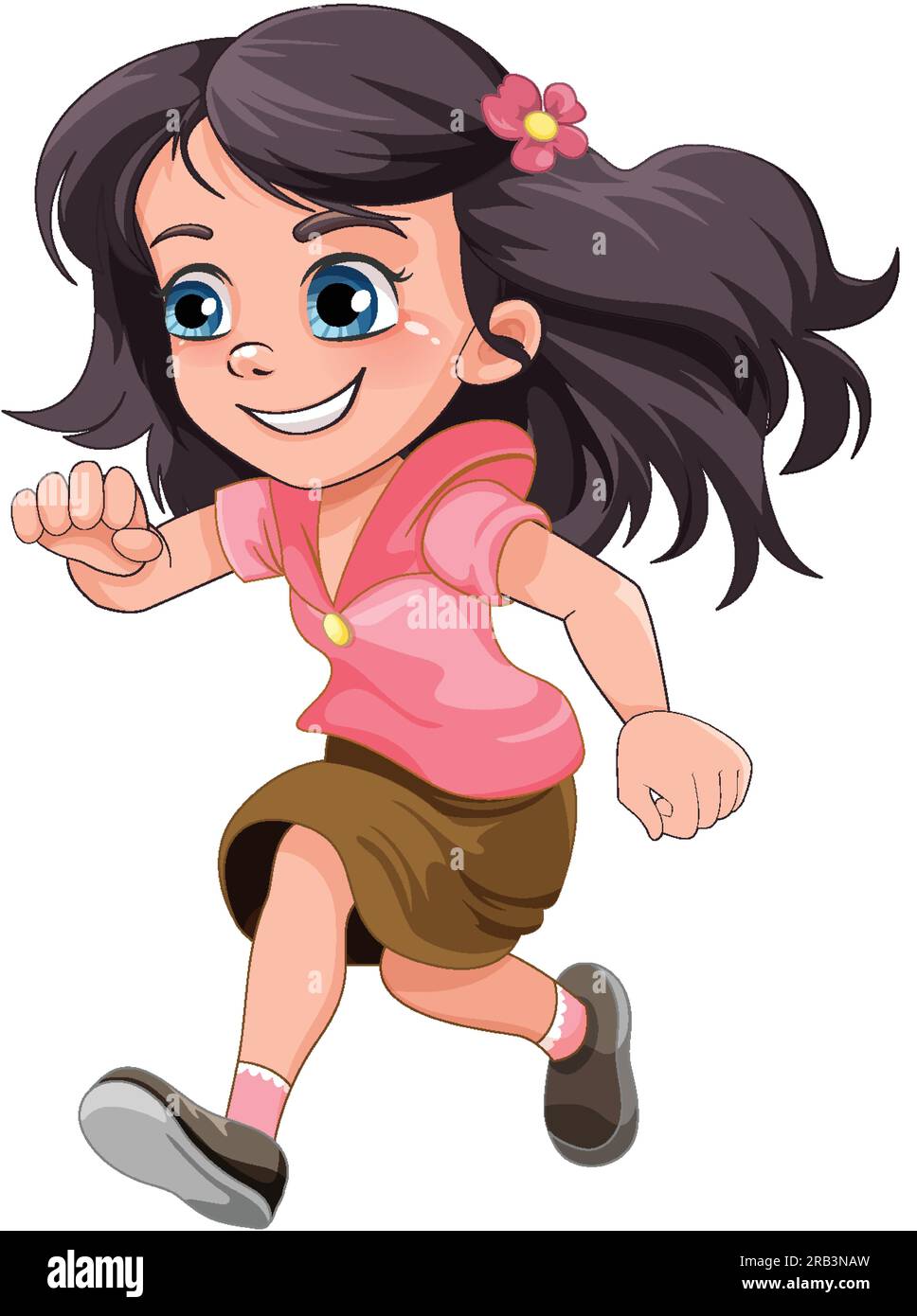 Cute Girl Running Cartoon Character illustration Stock Vector Image ...