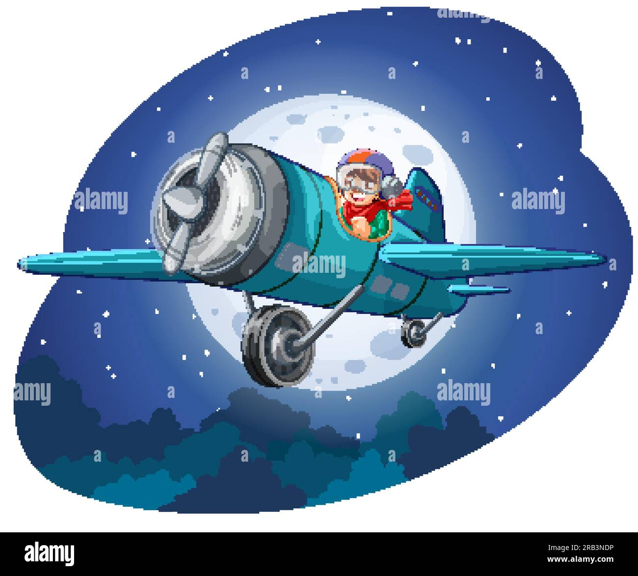 Happy Boy Riding a Plane at Night illustration Stock Vector Image & Art ...