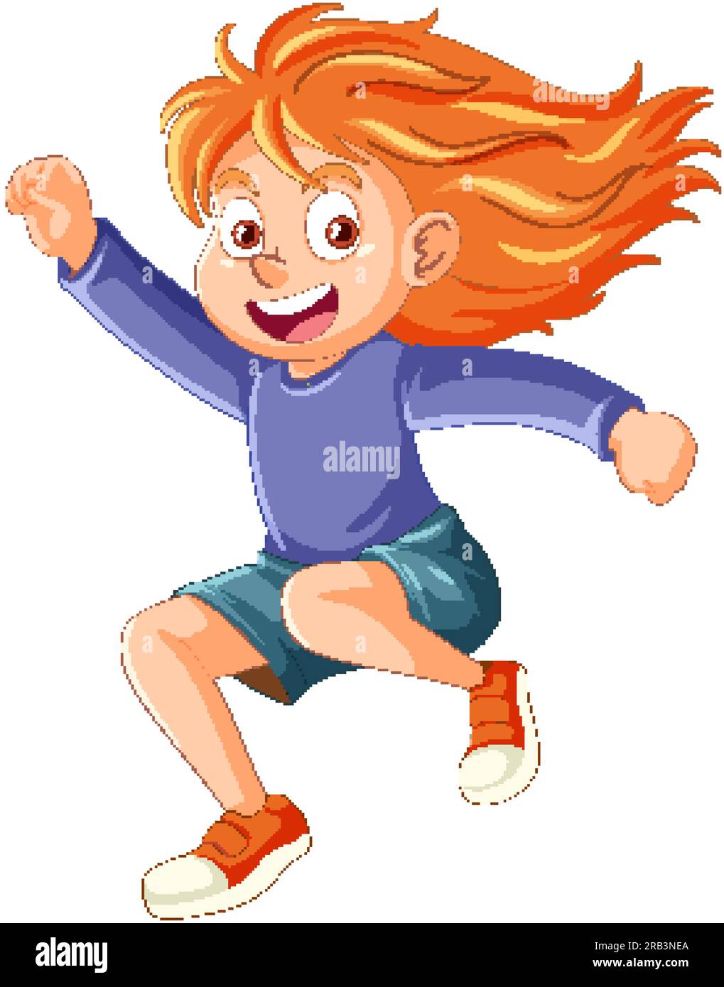Cheerful Adventure Girl Jumping Cartoon Character illustration Stock ...
