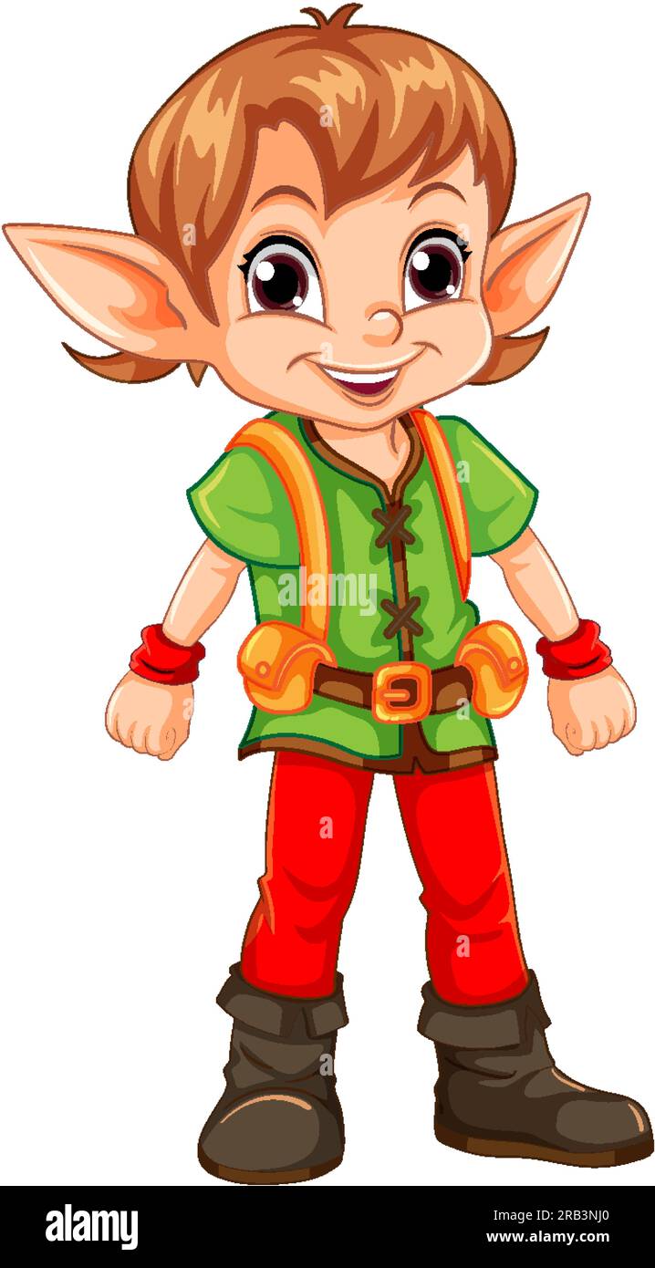 Cute Chrustmas eld cartoon character illustration Stock Vector Image ...