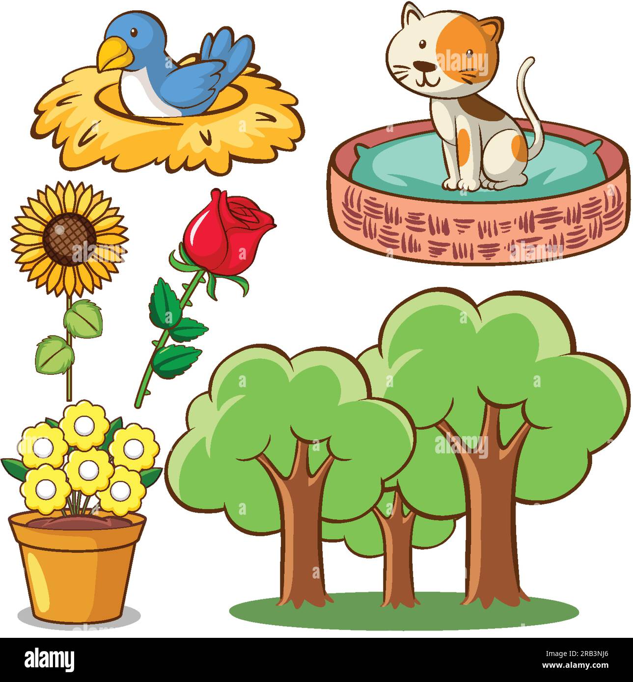Set of animals and outdoor objects illustration Stock Vector Image ...