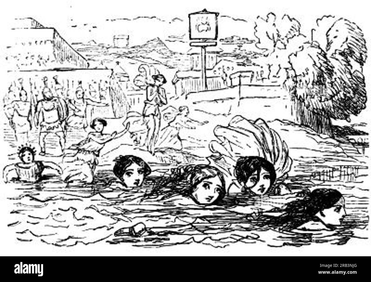 Clælia and her Companions escaping from the Etruscan Camp by John Leech ...