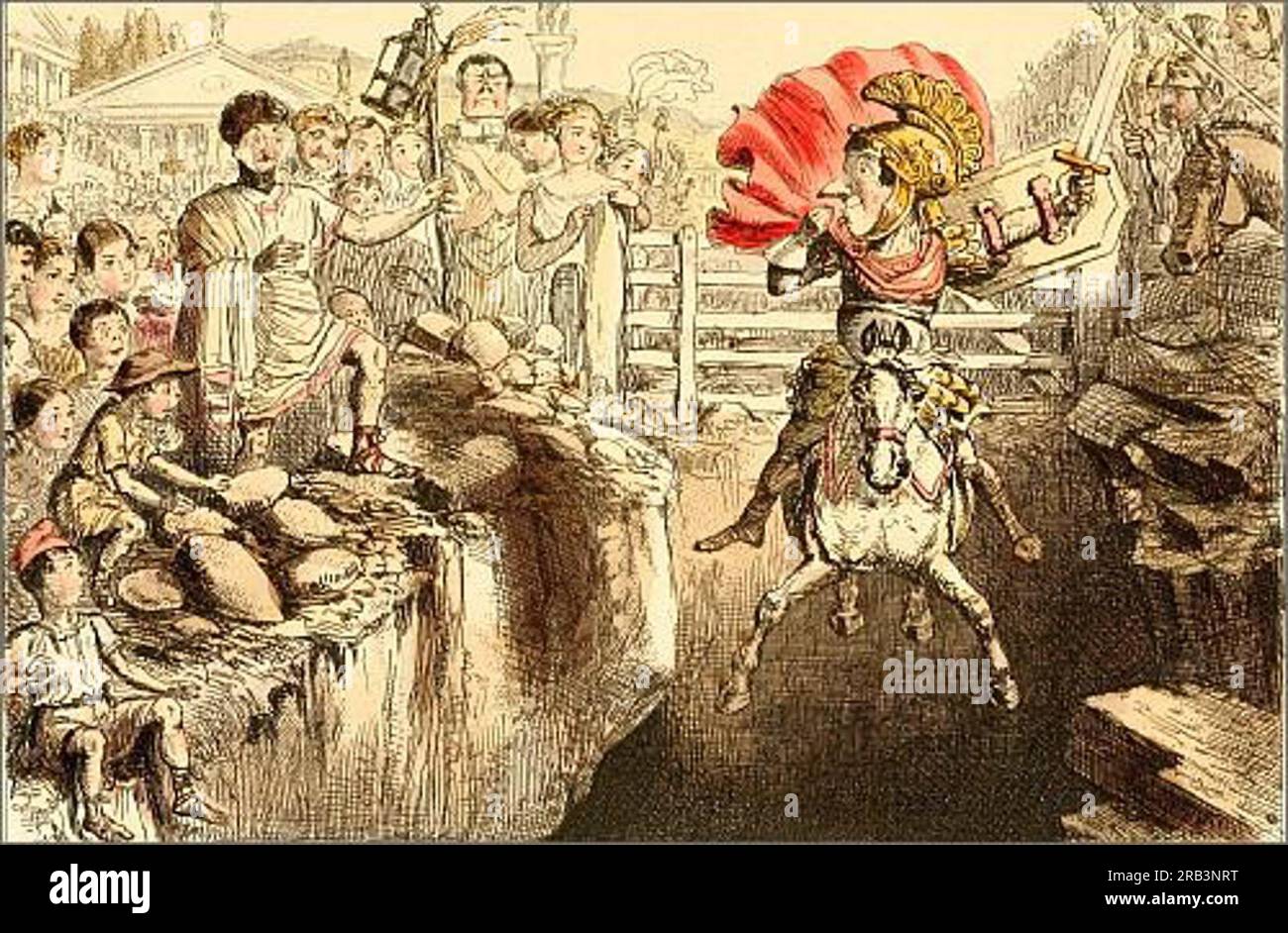 The Gallant Curtius Leaping into the Gulf by John Leech Stock Photo - Alamy