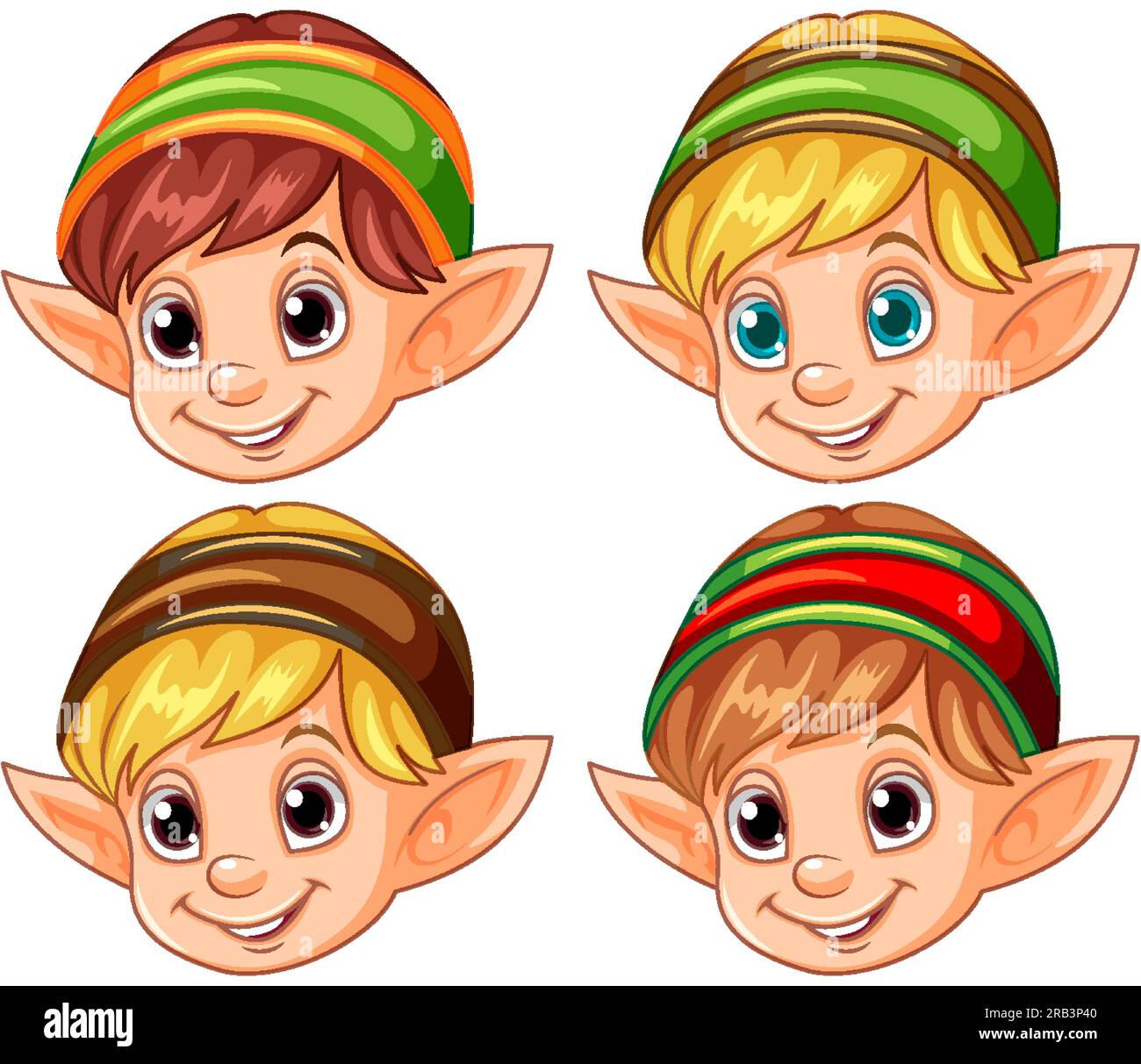 Cute Elf Head Cartoon Character illustration Stock Vector Image & Art ...