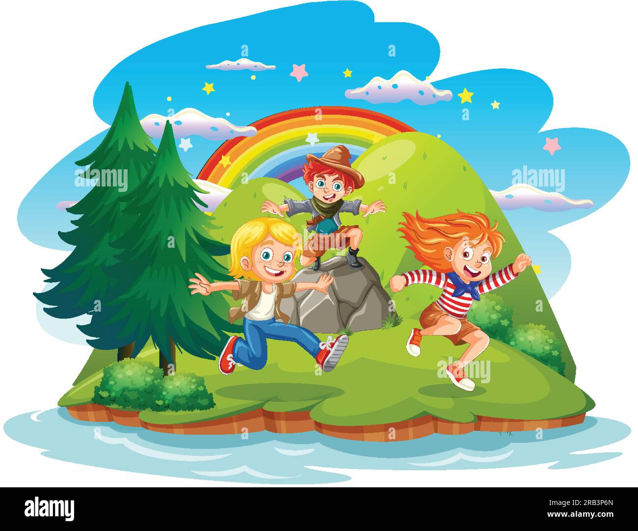 Kids playing in nature background illustration Stock Vector Image & Art ...