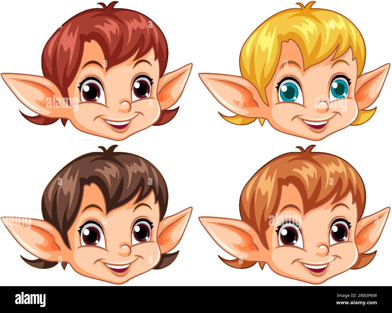 Cute Elf Head Cartoon Character illustration Stock Vector Image & Art ...