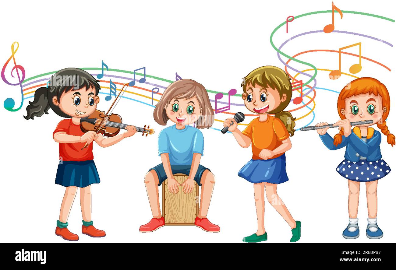 Children playing different musical instruments illustration Stock ...