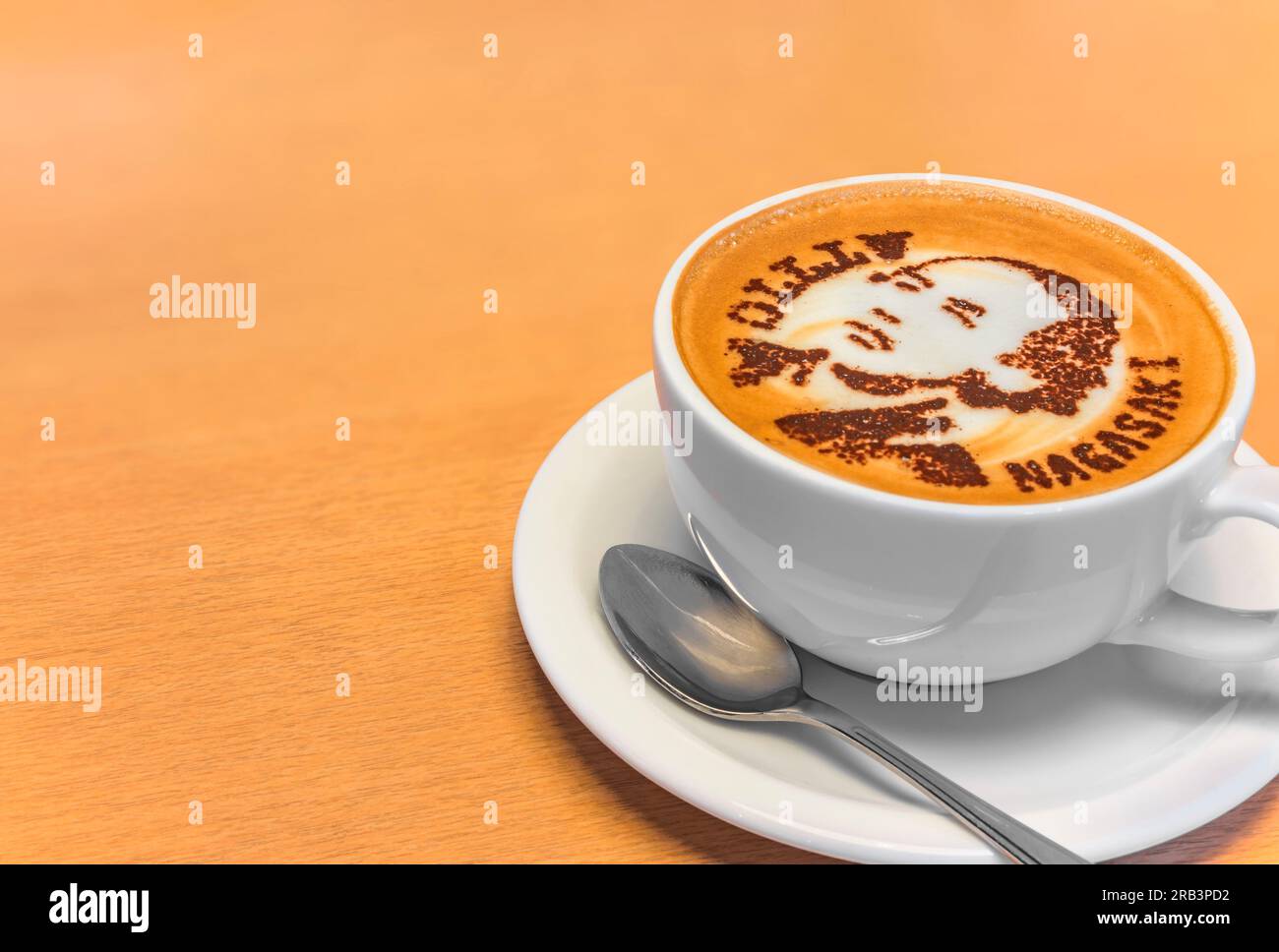 nagasaki, kyushu - dec 14 2022: Cappuccino coffee cup with a cinnamon ...
