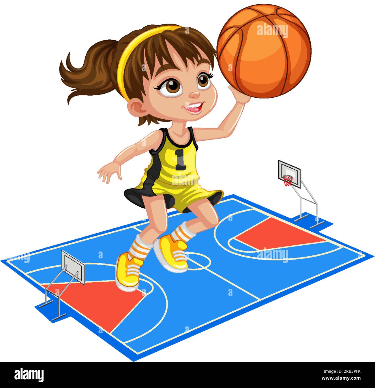 Cute Girl Playing Basketball illustration Stock Vector Image & Art - Alamy