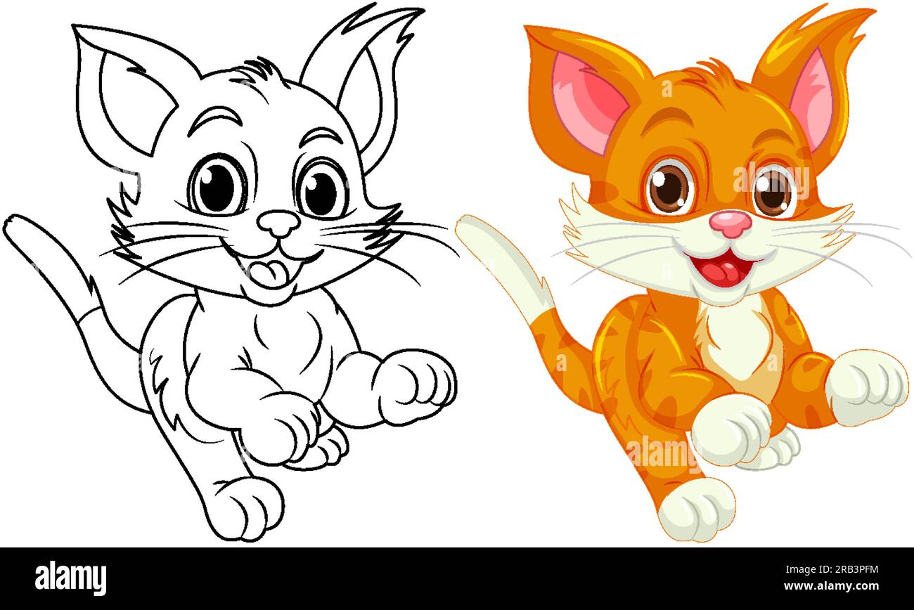Cat doodle coloring page for children illustration Stock Vector Image ...
