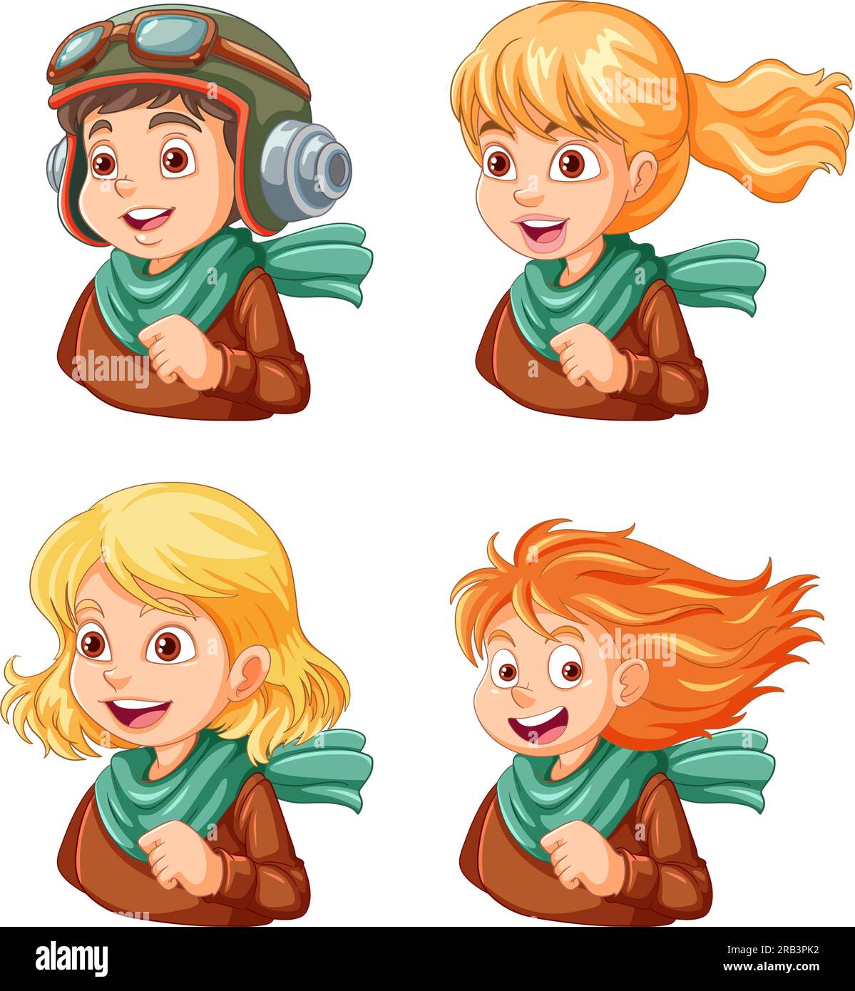 Cute pilot cartoon set illustration Stock Vector Image & Art - Alamy