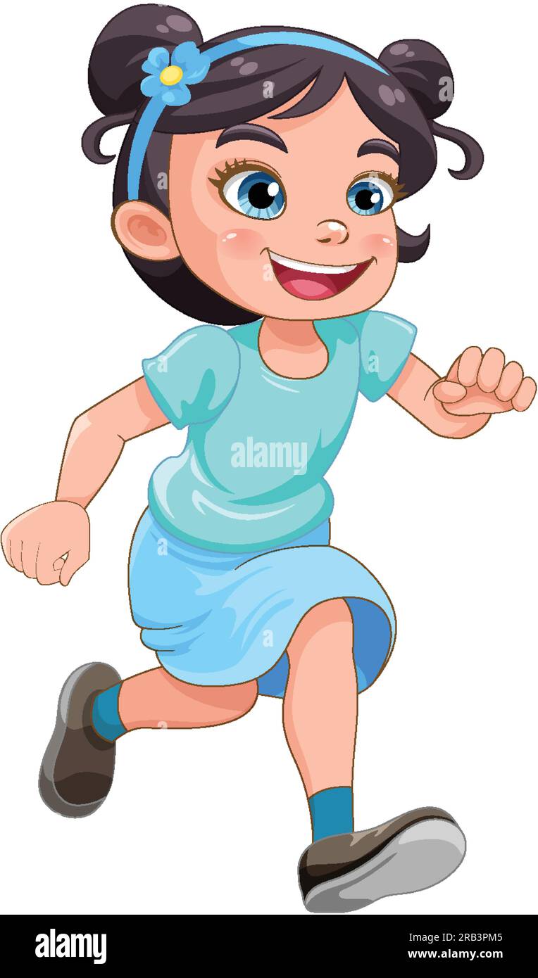 Running girl cartoon character illustration Stock Vector Image & Art ...