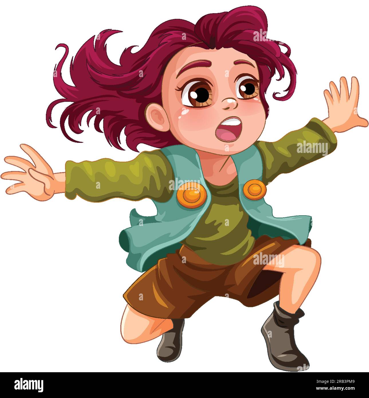 Jumping girl cartoon character illustration Stock Vector Image & Art ...