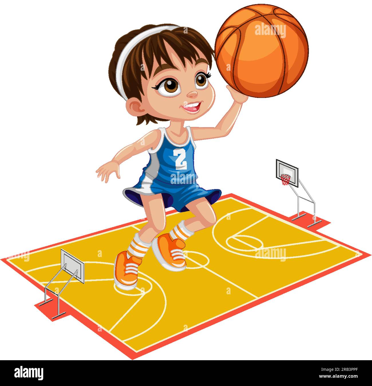 Cute Girl Playing Basketball illustration Stock Vector Image & Art - Alamy