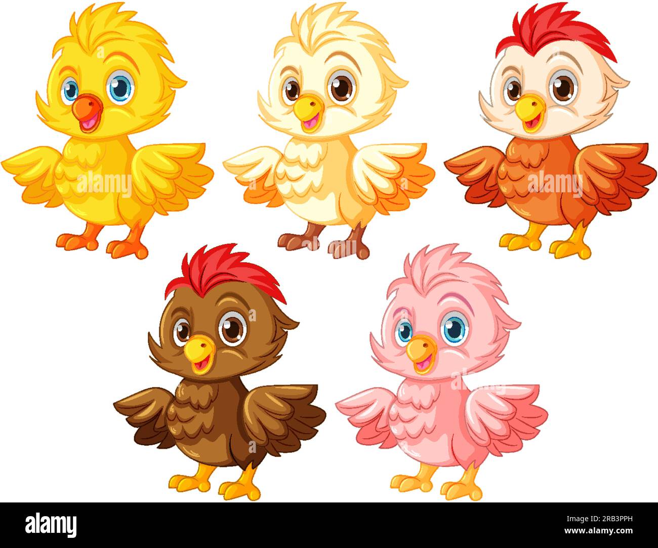 Set of baby chick cartoon character illustration Stock Vector Image ...