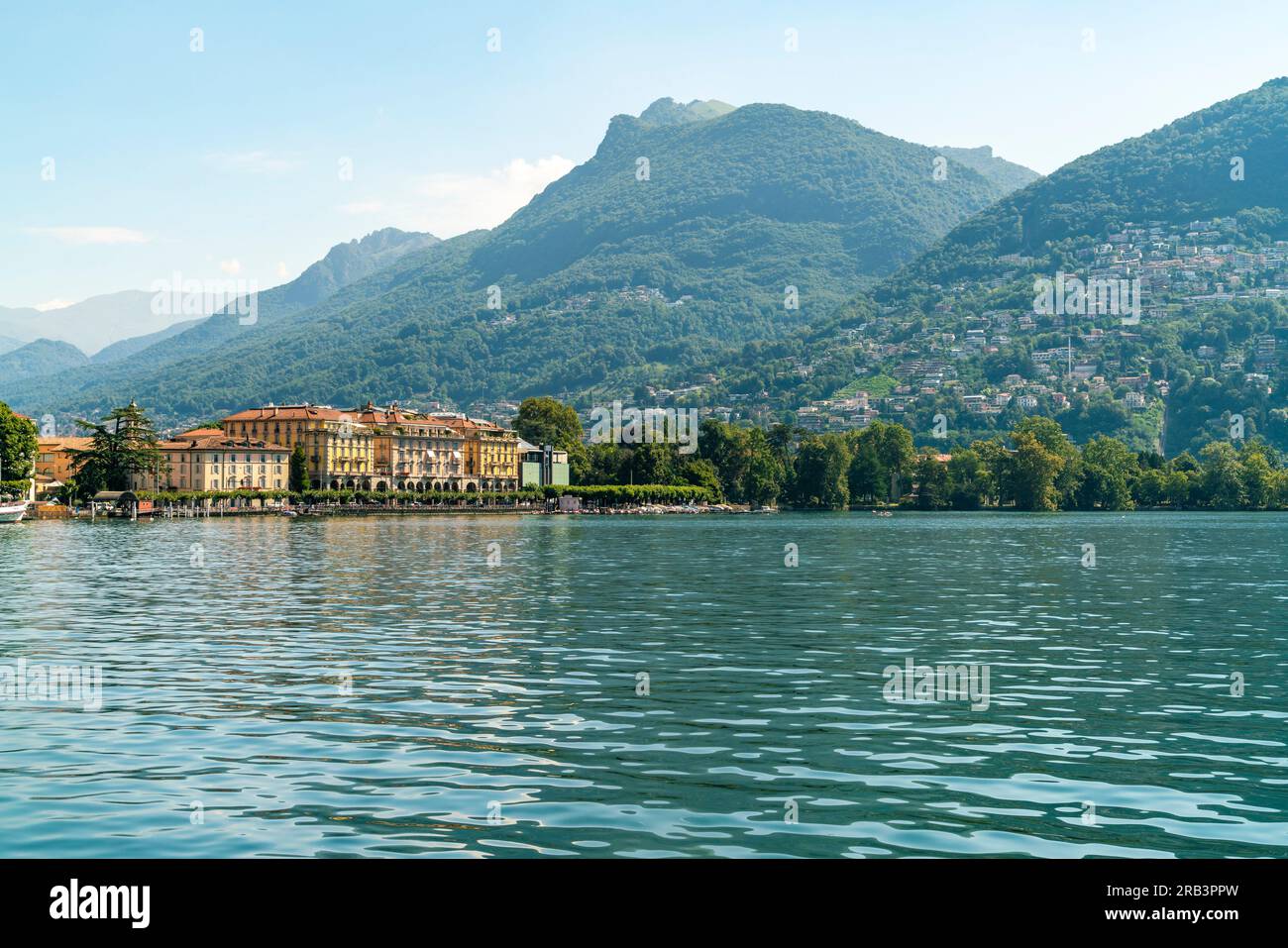 Lugano on the lake and mountains surrounding, Lugano, Switzerland Stock ...