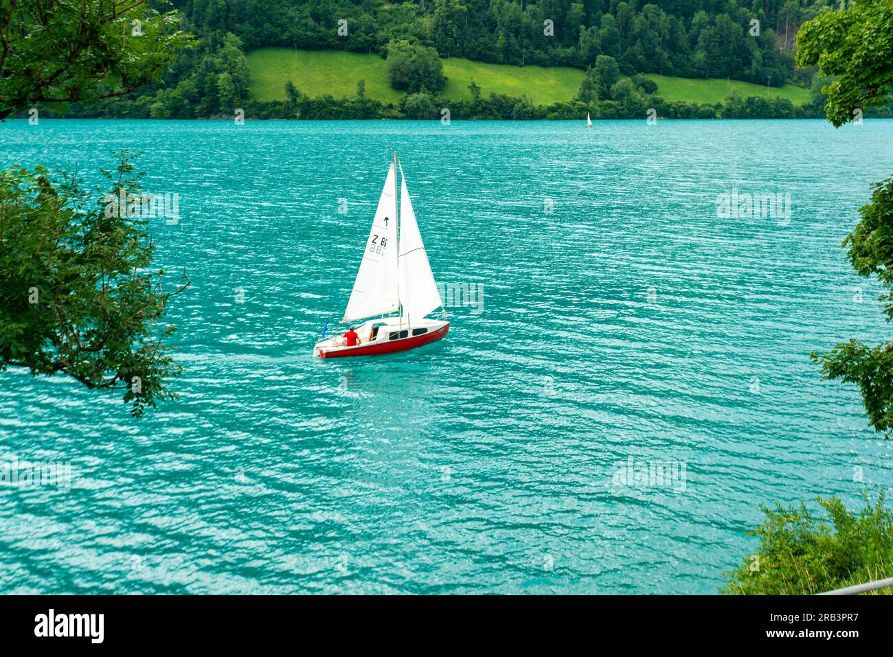 Lake Lungern in summer with blue green clean water, switzerland Stock ...