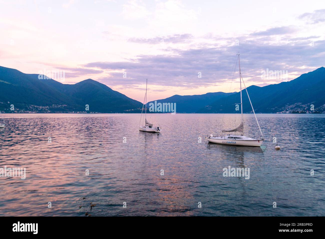 Lake locarno by sunset, Switzerland Stock Photo - Alamy