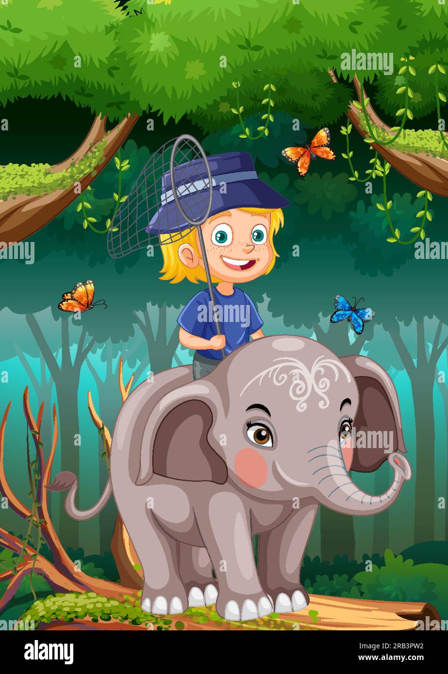 Girl riding an elephant Stock Vector Images - Alamy