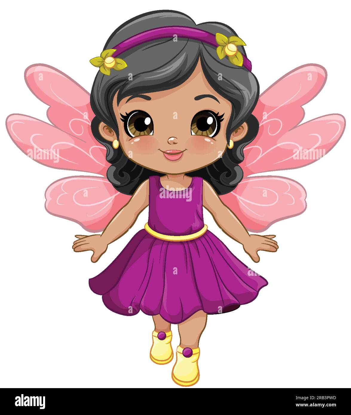 Fairy Girl in Beautiful Dress Vector illustration Stock Vector Image ...