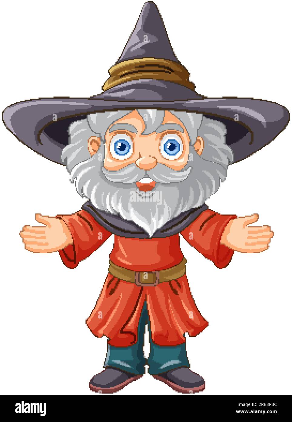 Old wizard wearing a hat with a long beard illustration Stock Vector ...