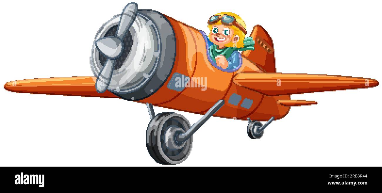 Adventure Kid on Light Aircraft Vector illustration Stock Vector Image ...