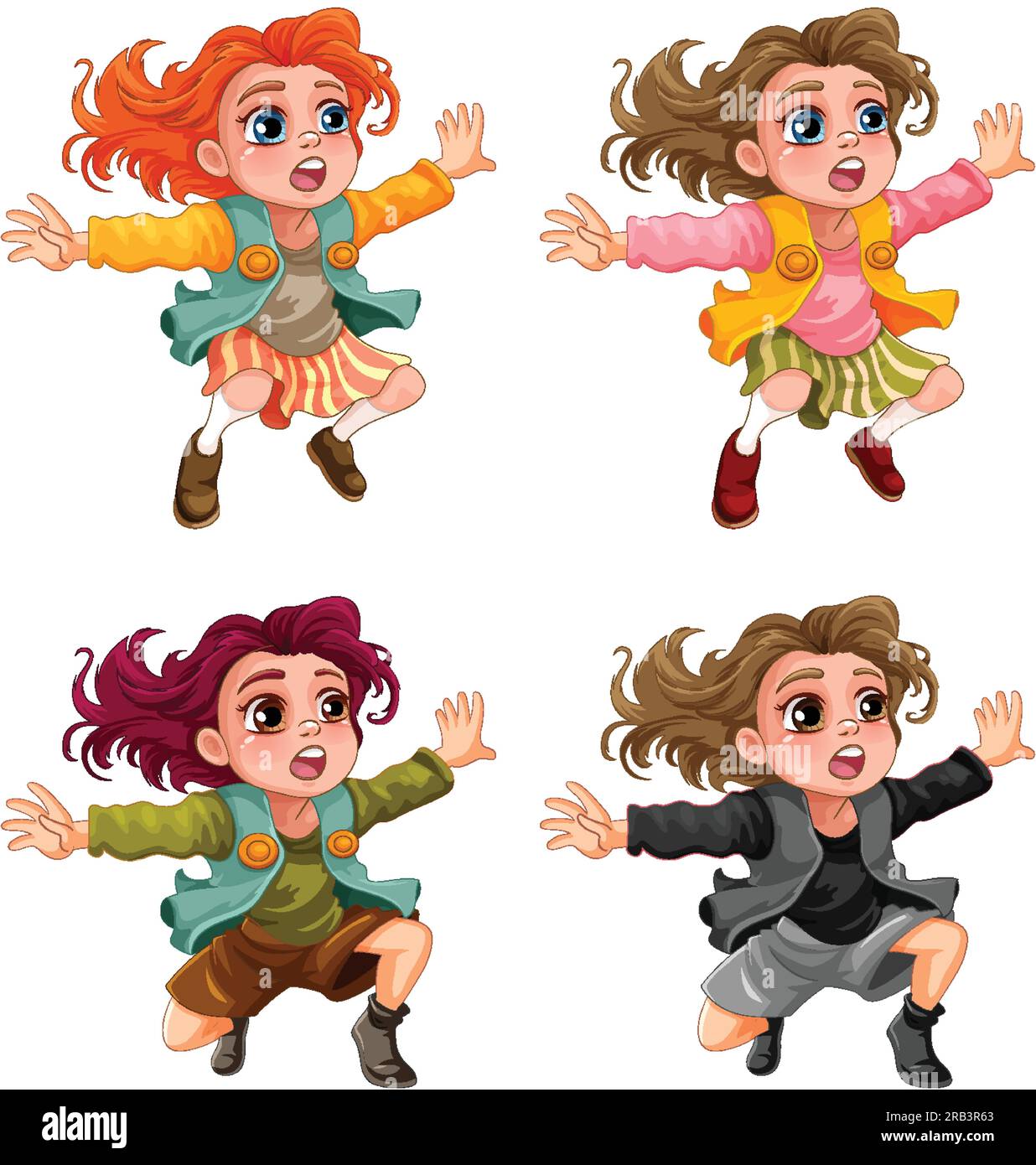Jumping girl cartoon character illustration Stock Vector Image & Art ...