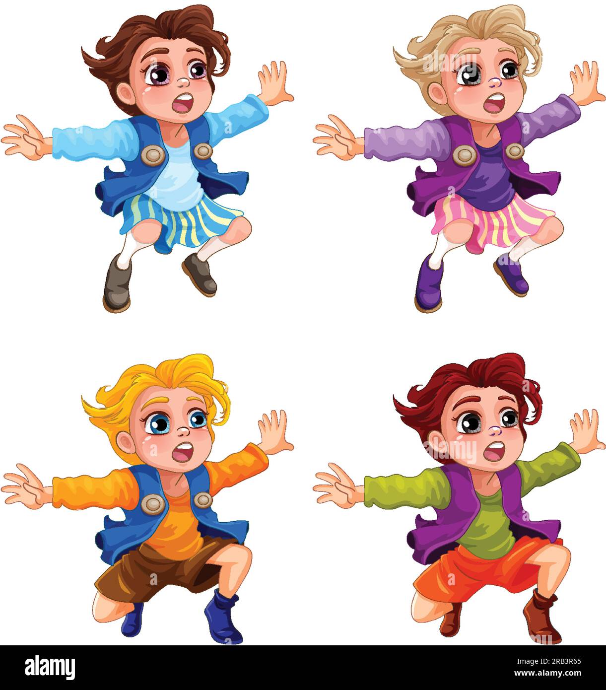 Jumping girl cartoon character illustration Stock Vector Image & Art ...