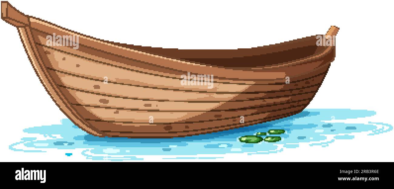 Wooden Boat on Water Surface illustration Stock Vector Image & Art - Alamy