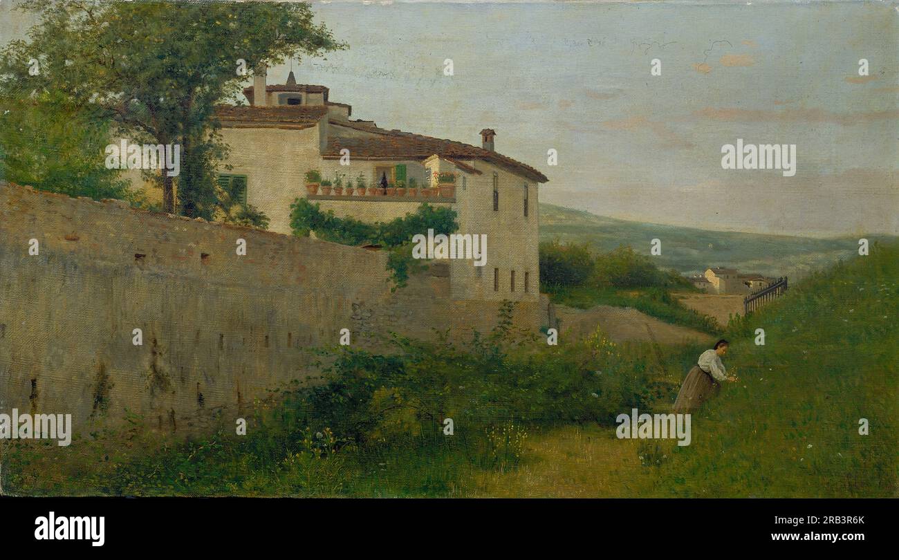 Villa Batelli along the Affrico river 1863 by Silvestro Lega Stock ...