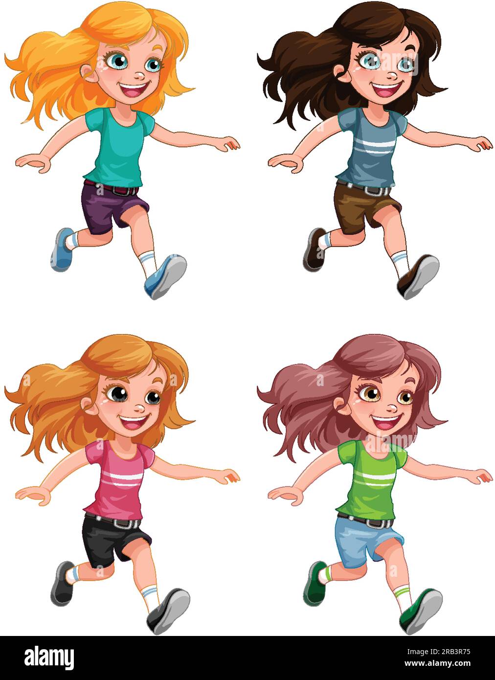 Cute Girl Running Cartoon Characters Collection illustration Stock ... Cute Girl Running Cartoon Characters Collection illustration Stock ...