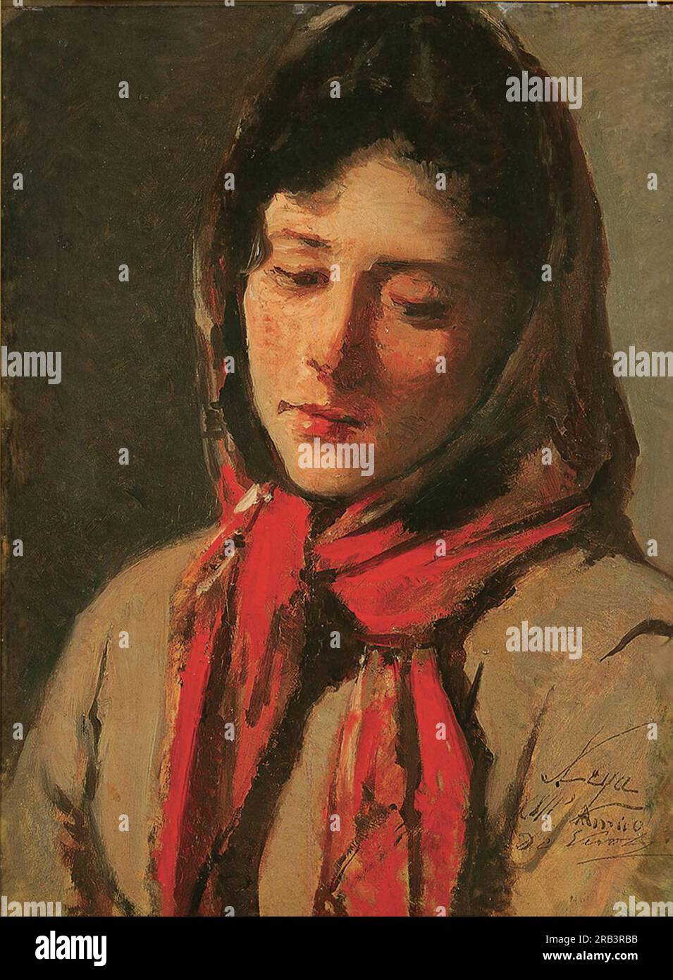Portrait of a peasant woman 1890 by Silvestro Lega Stock Photo - Alamy