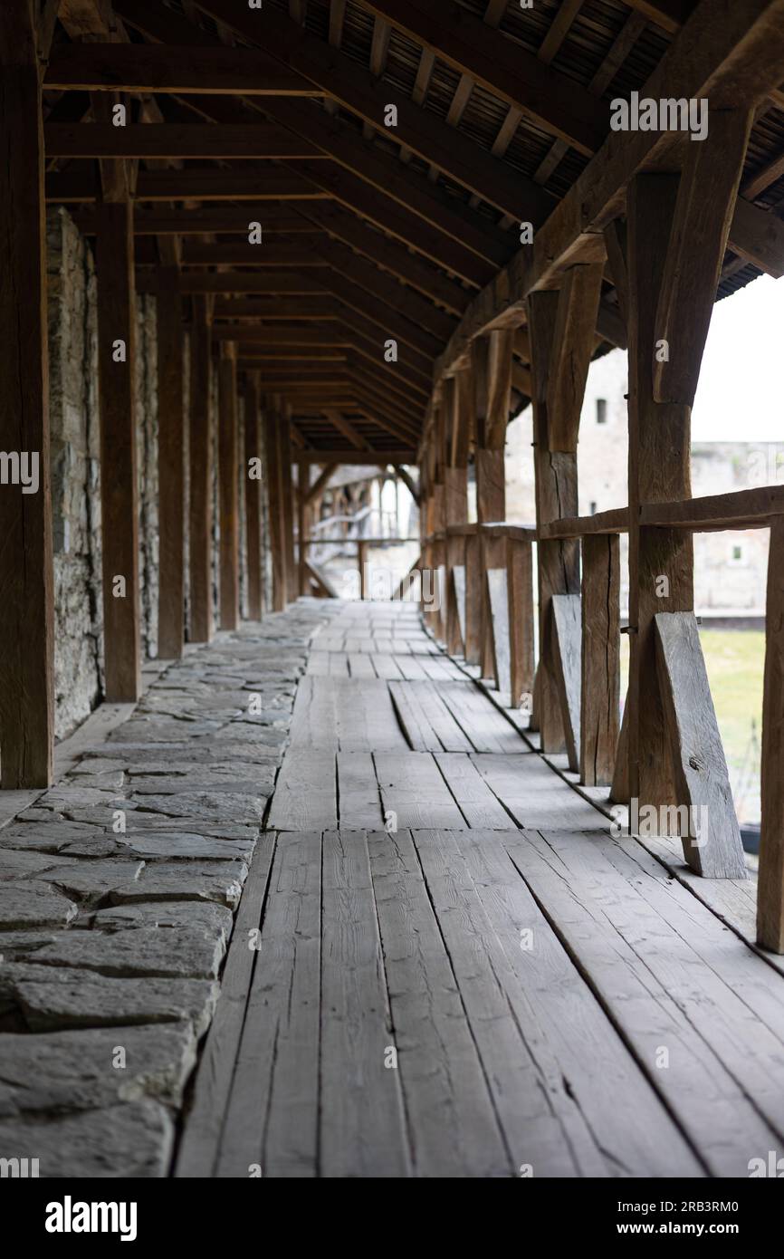 Old stone terrace wooden hi-res stock photography and images - Alamy