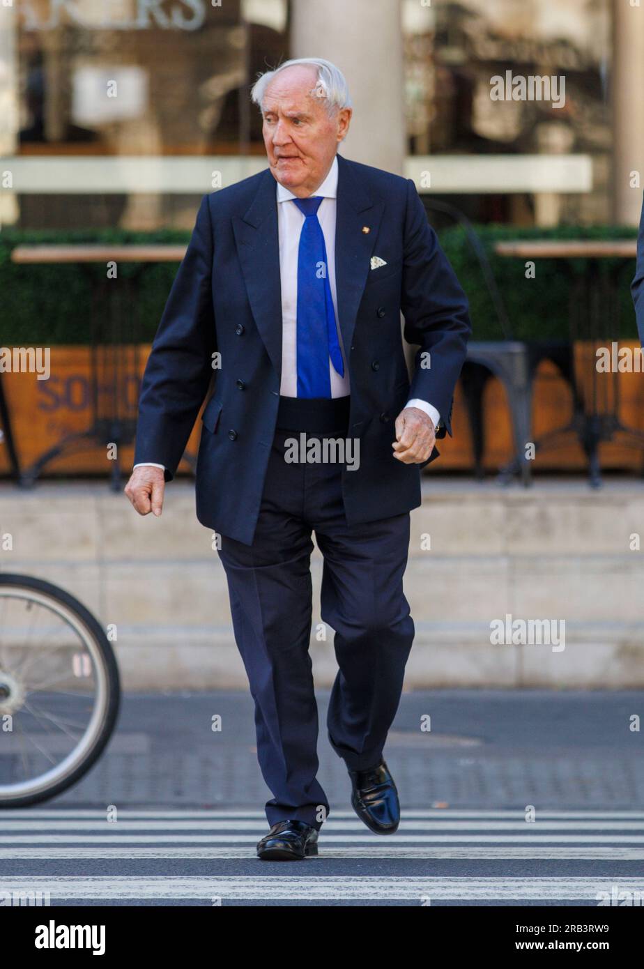 London, UK. 7th July, 2023. Sir Frederick Barclay arrives at the High ...