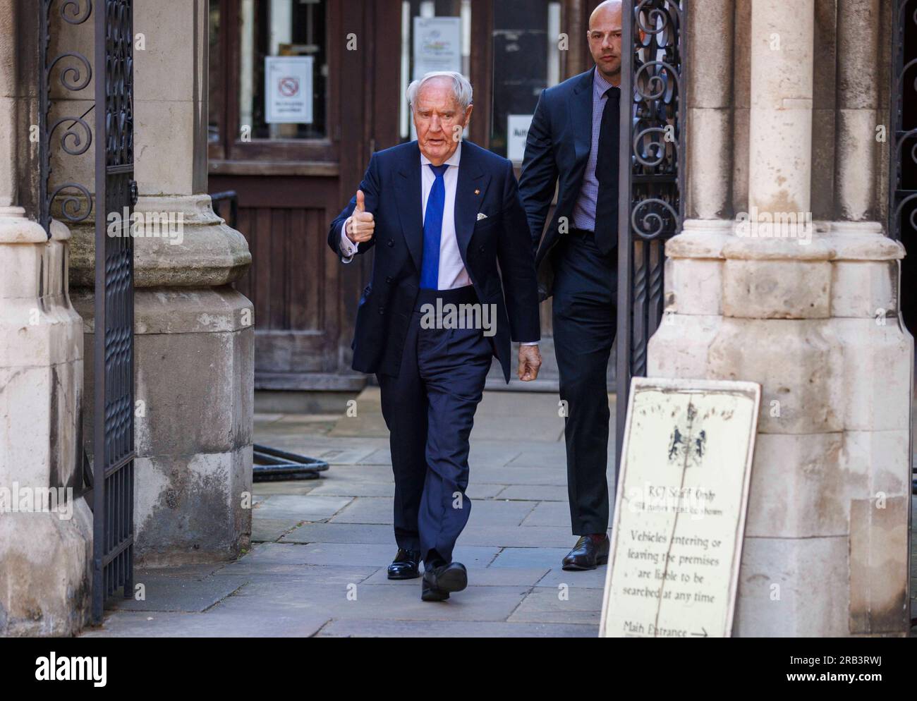 London, UK. 7th July, 2023. Sir Frederick Barclay arrives at the High ...