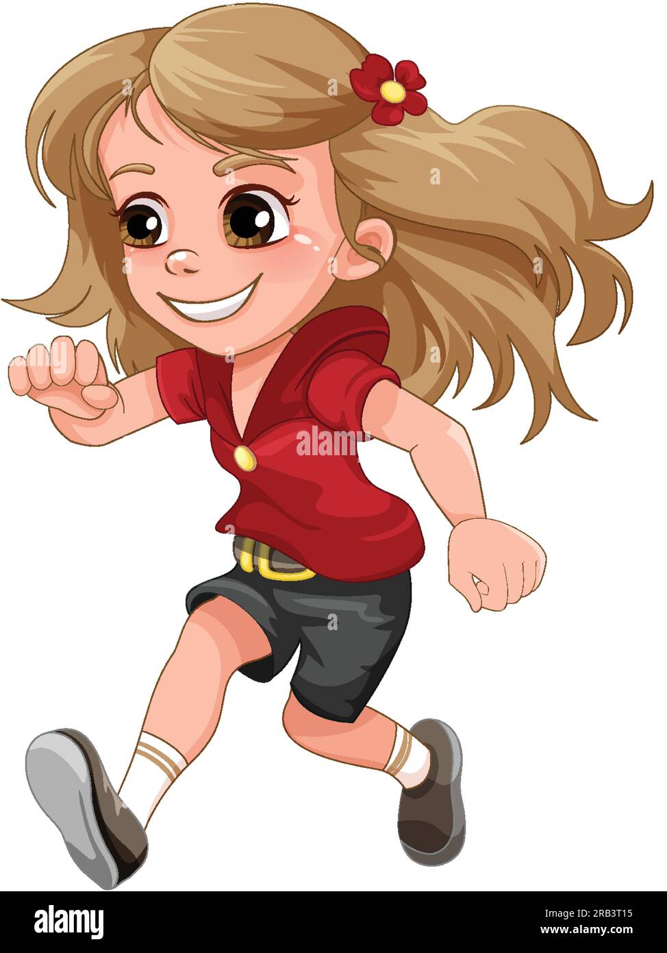 Cute Girl Running Cartoon Character illustration Stock Vector Image ...
