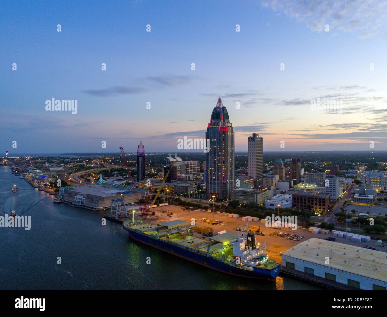 Mobile, Alabama waterfront skyline at sunset Stock Photo - Alamy