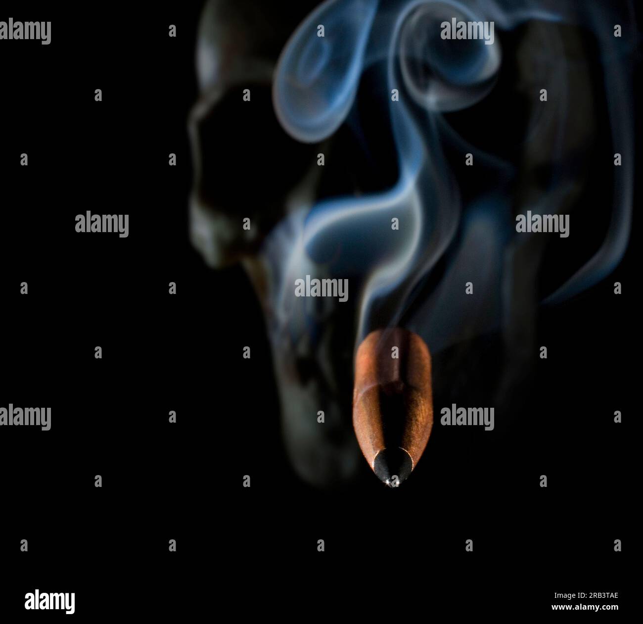 Bullet with smoke and skull behind heading toward the photos viewer ...