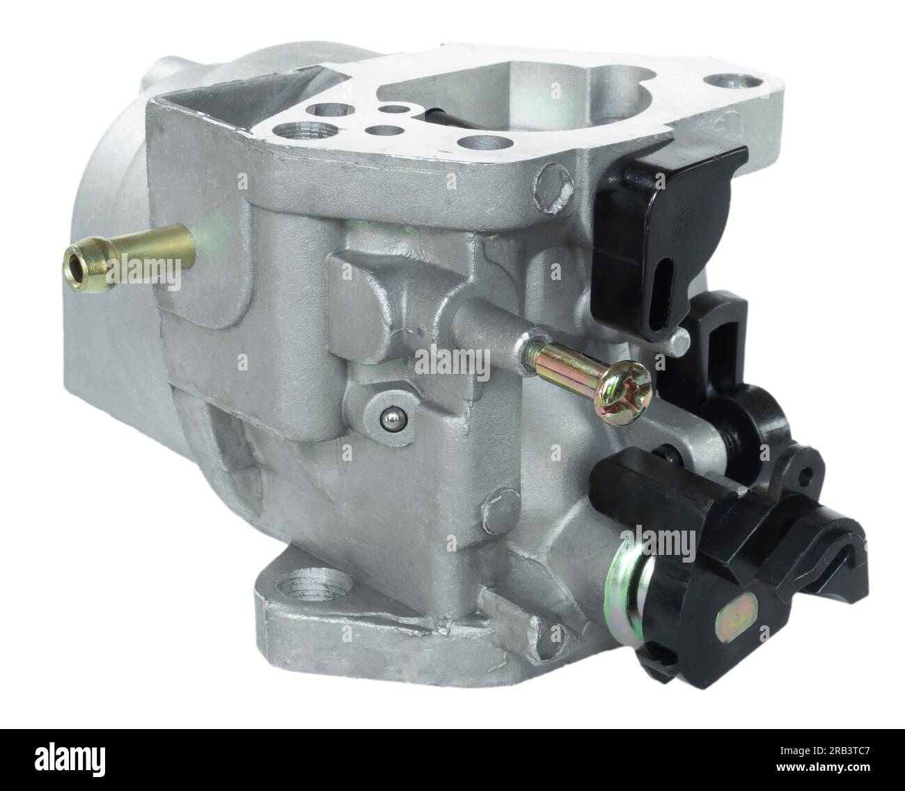 Side view of a carburetor that goes on a portable gas powered generator ...