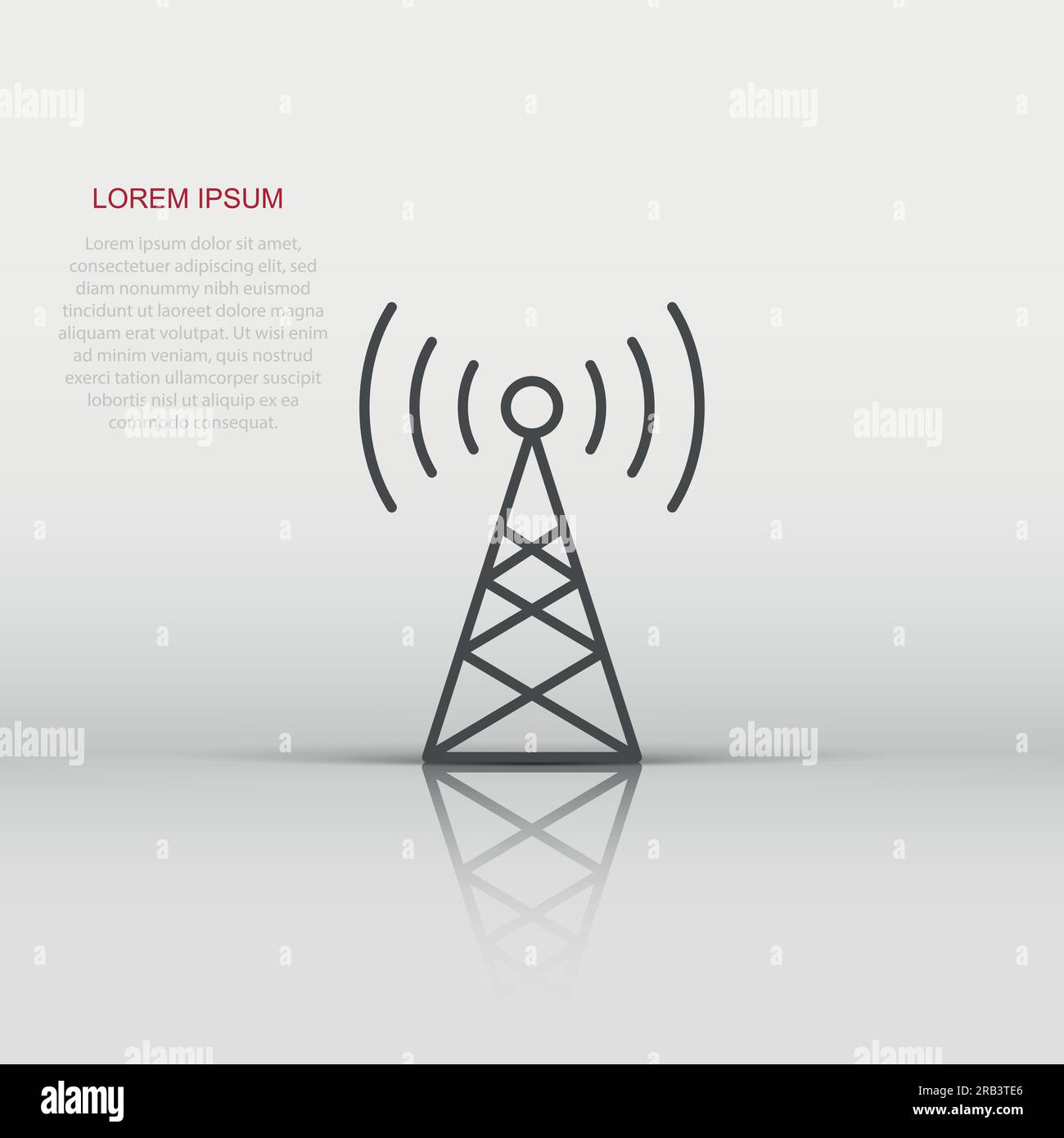 Antenna tower icon in flat style. Broadcasting vector illustration on ...