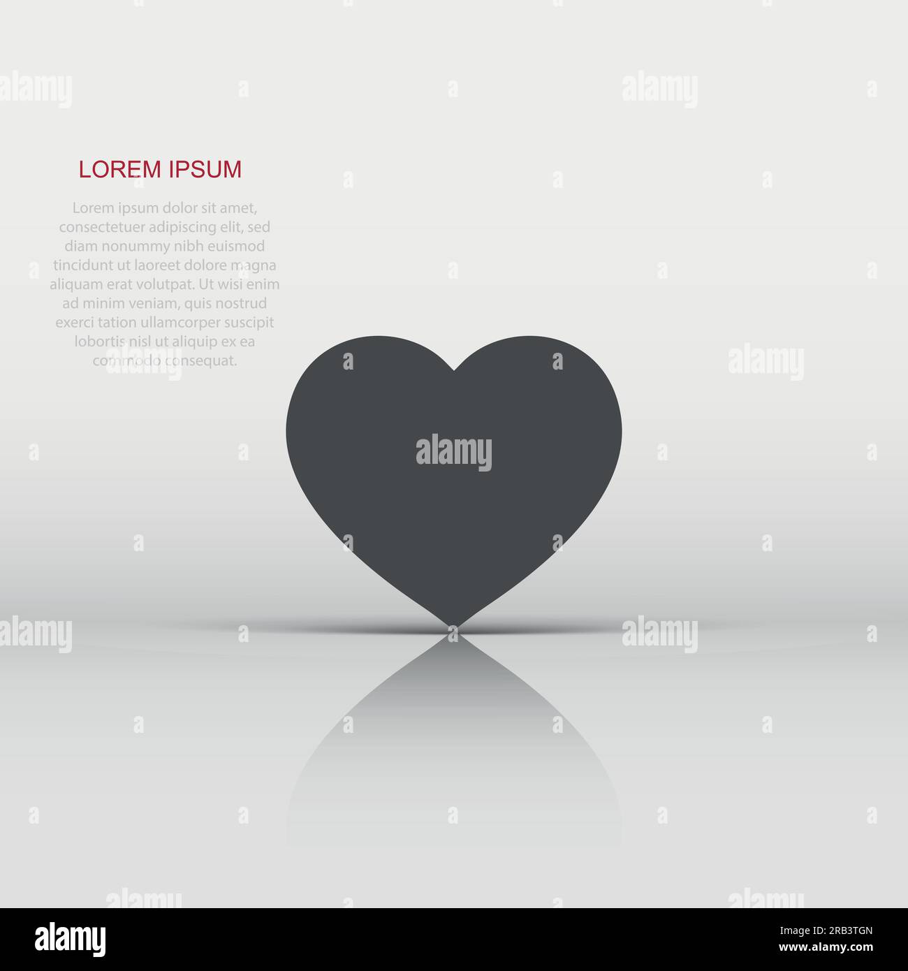 Heart icon in flat style. Love vector illustration on white isolated ...