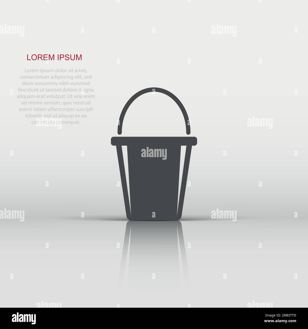 Bucket icon in flat style. Garbage pot vector illustration on white ...