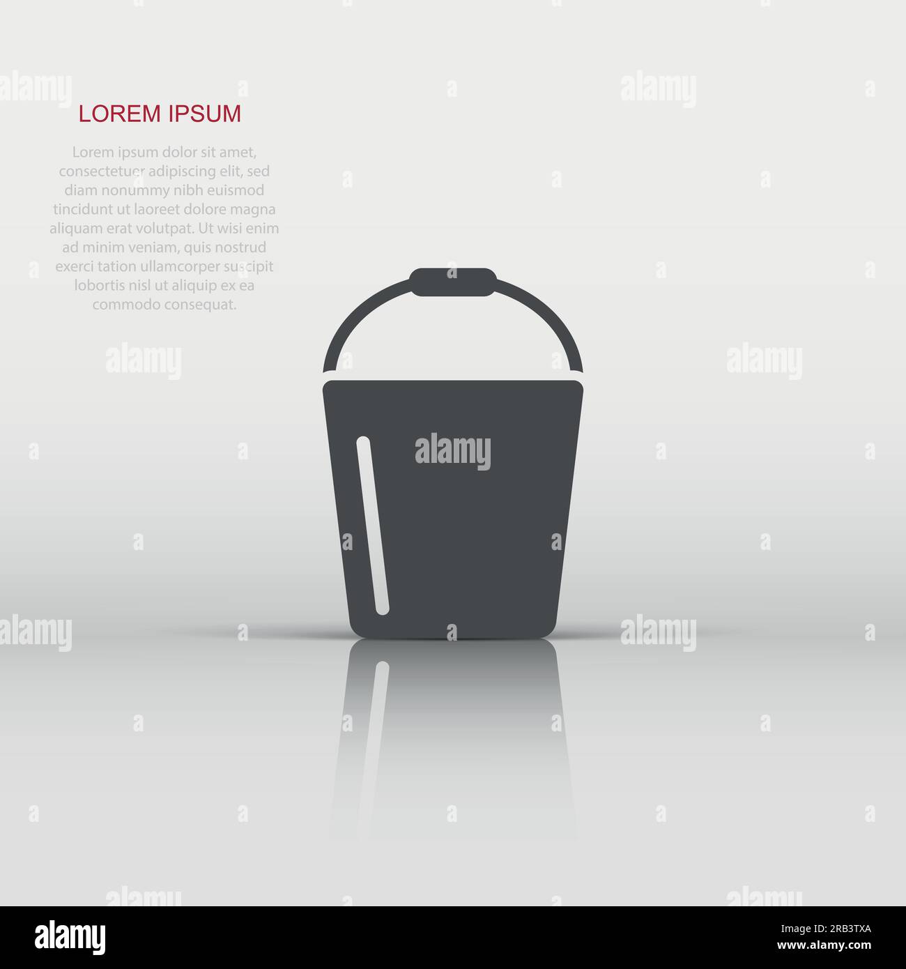 Bucket icon in flat style. Garbage pot vector illustration on white ...