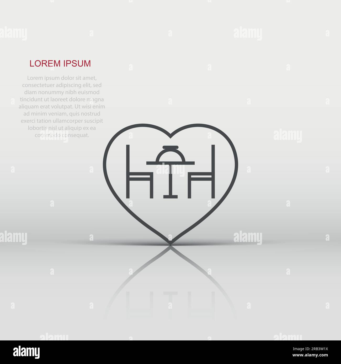 Romantic dinner icon in flat style. Cafe vector illustration on white isolated background ...