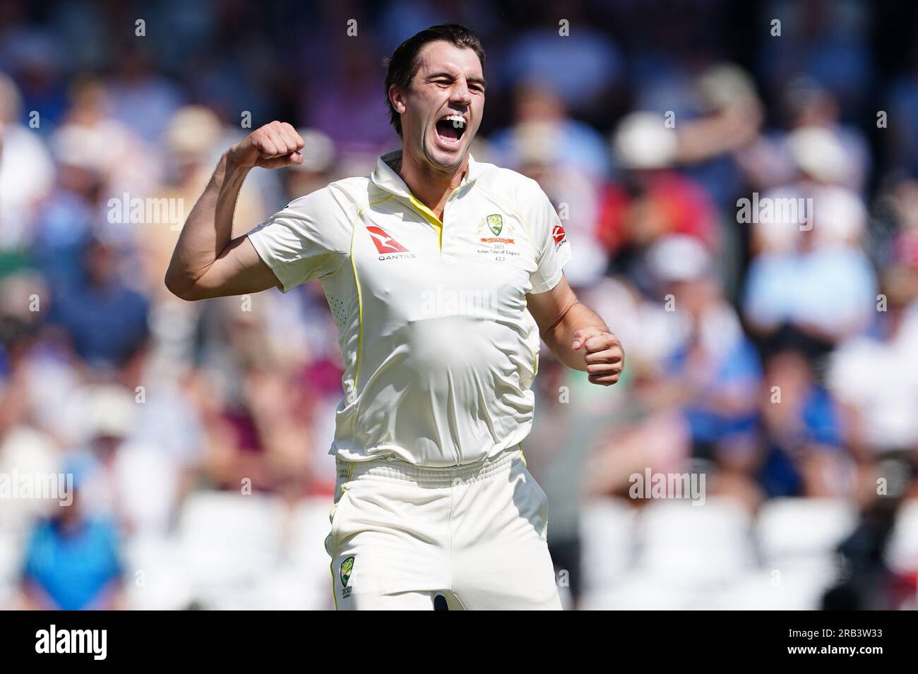Australia's Patrick Cummins celebrates after taking the wicket of ...