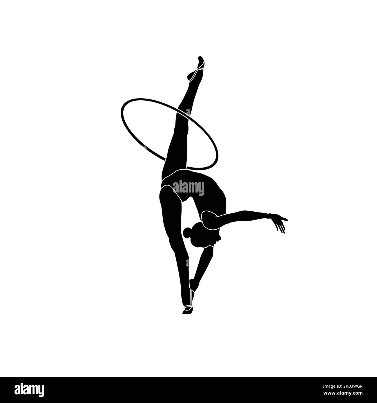 Hoop Rhythmic Gymnastics Flat Sihouette Vector Rhythmic Gymnastics Female Athlete Black Icon On