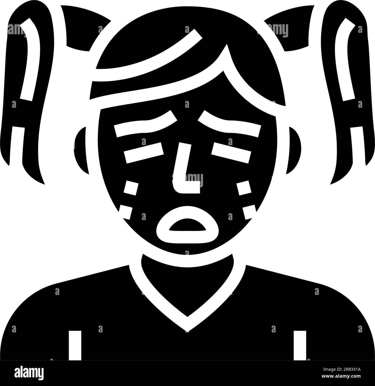 crying kid girl mood glyph icon vector illustration Stock Vector Image ...