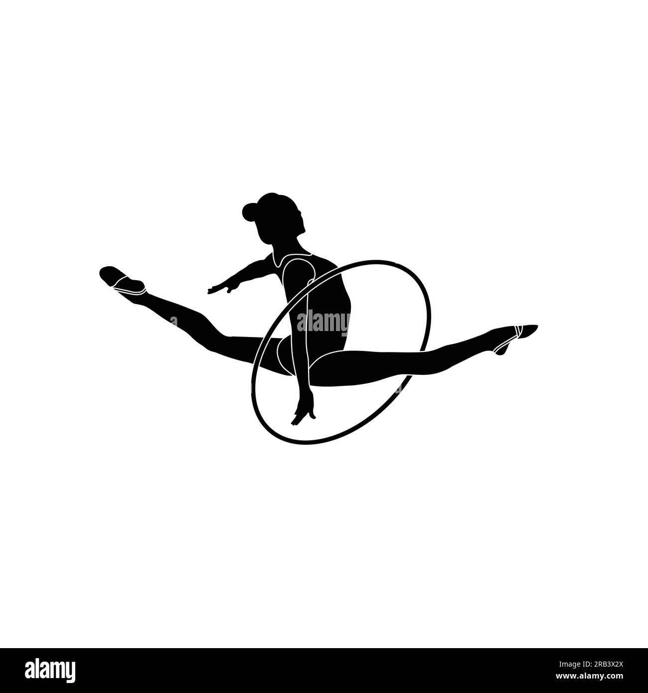 Hoop Rhythmic Gymnastics flat sihouette vector. Rhythmic Gymnastics ...